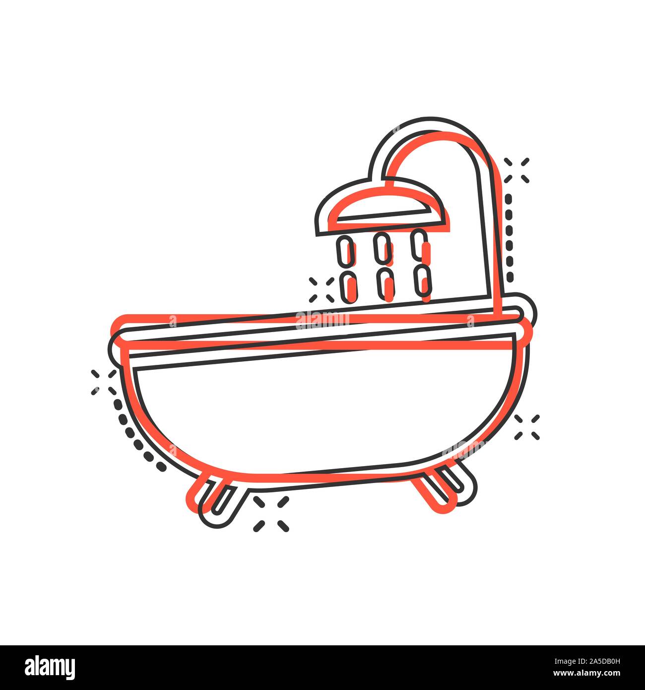 Bath shower icon in comic style. Bathroom hygiene vector cartoon ...