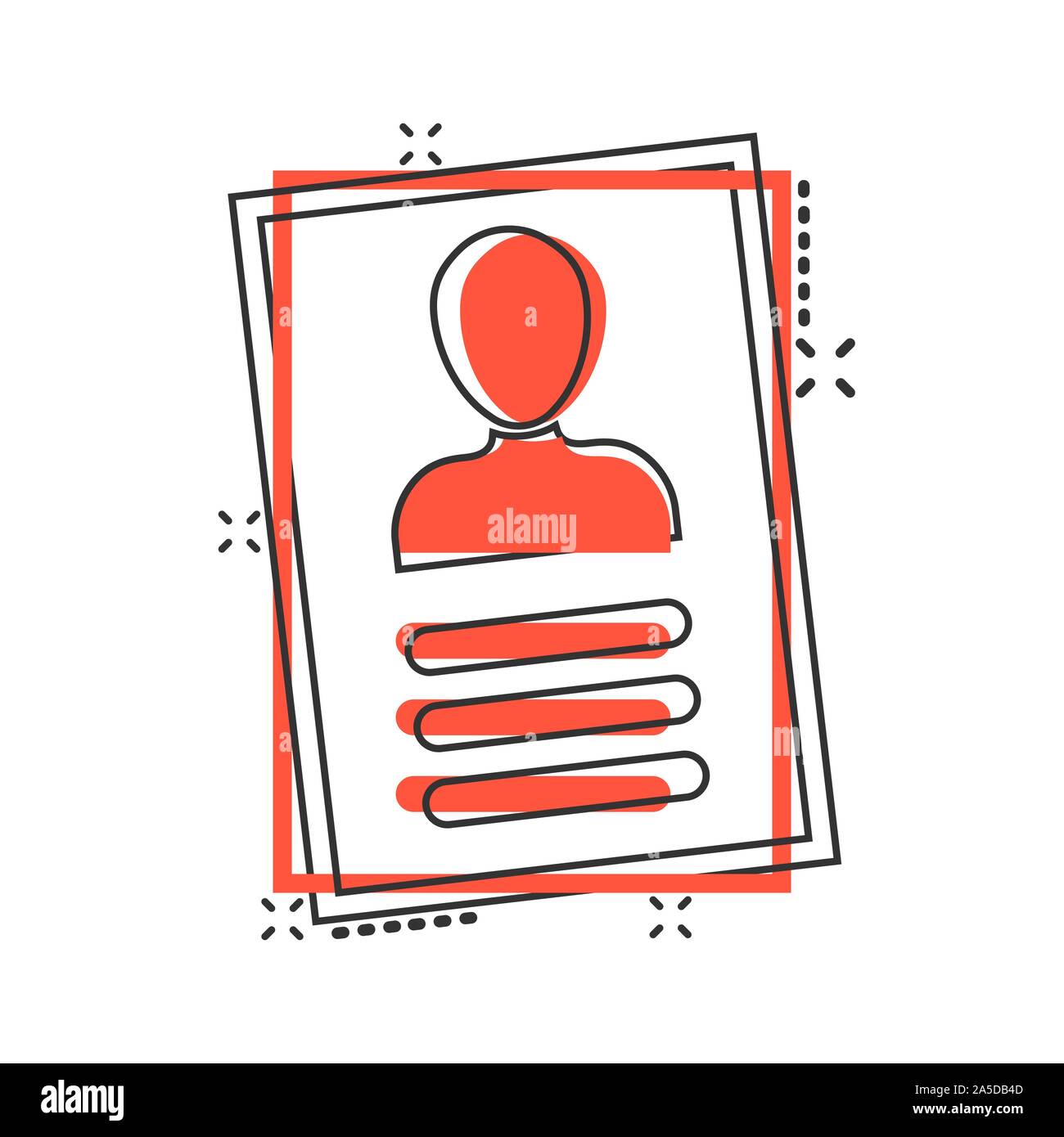 Resume icon in comic style. Contract document vector cartoon ...