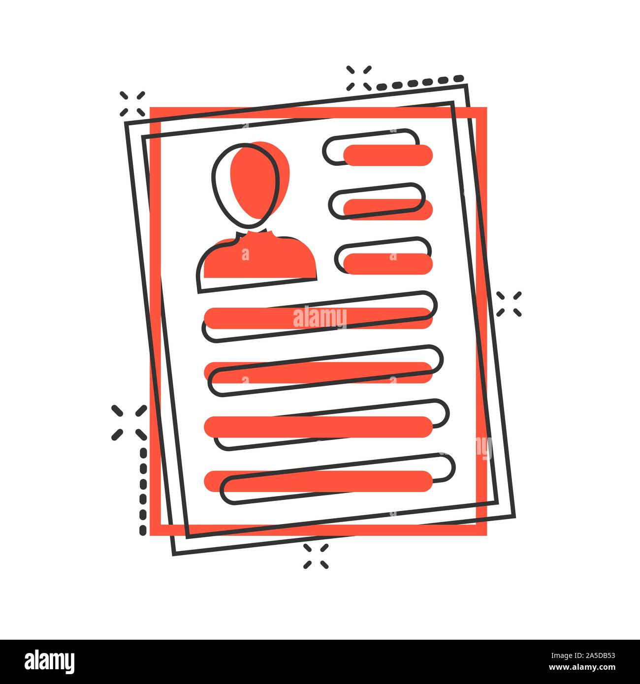 Resume icon in comic style. Contract document vector cartoon ...