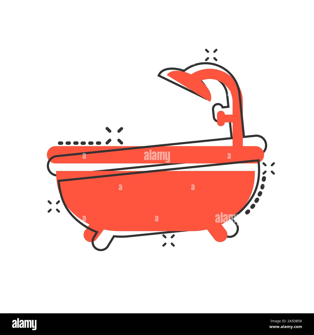 Bath shower icon in comic style. Bathroom hygiene vector cartoon ...