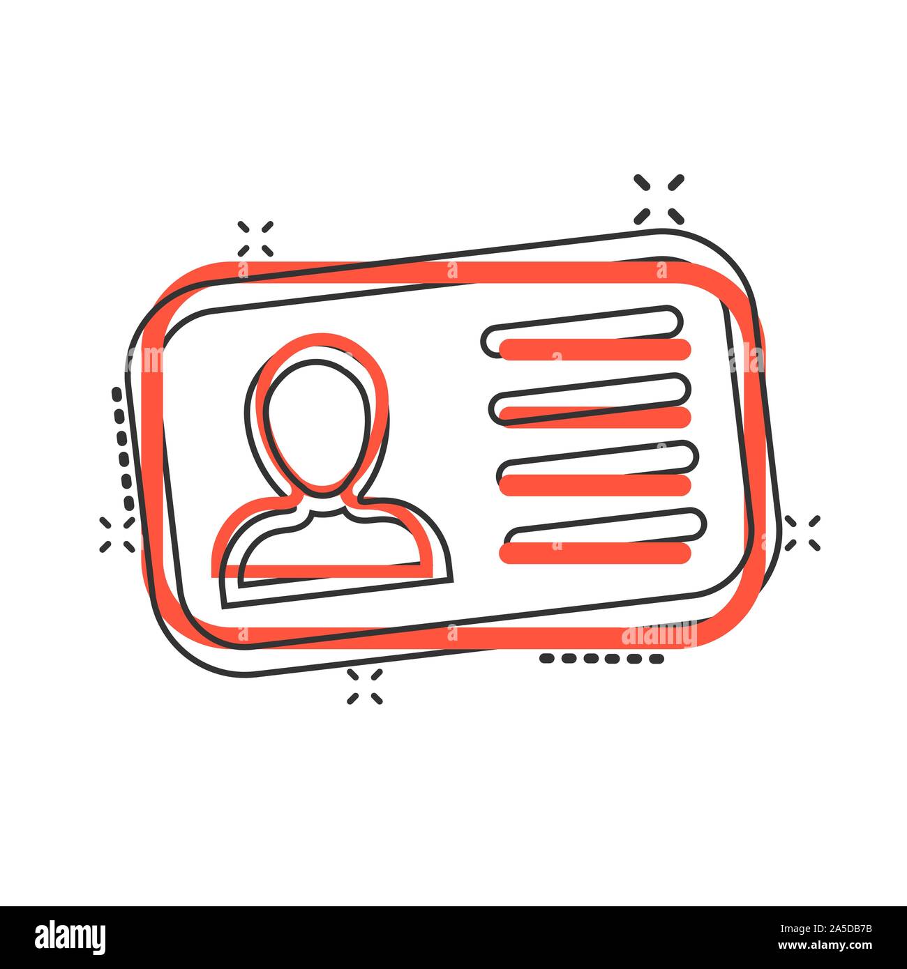 Id card icon in comic style. Identity badge vector cartoon illustration ...