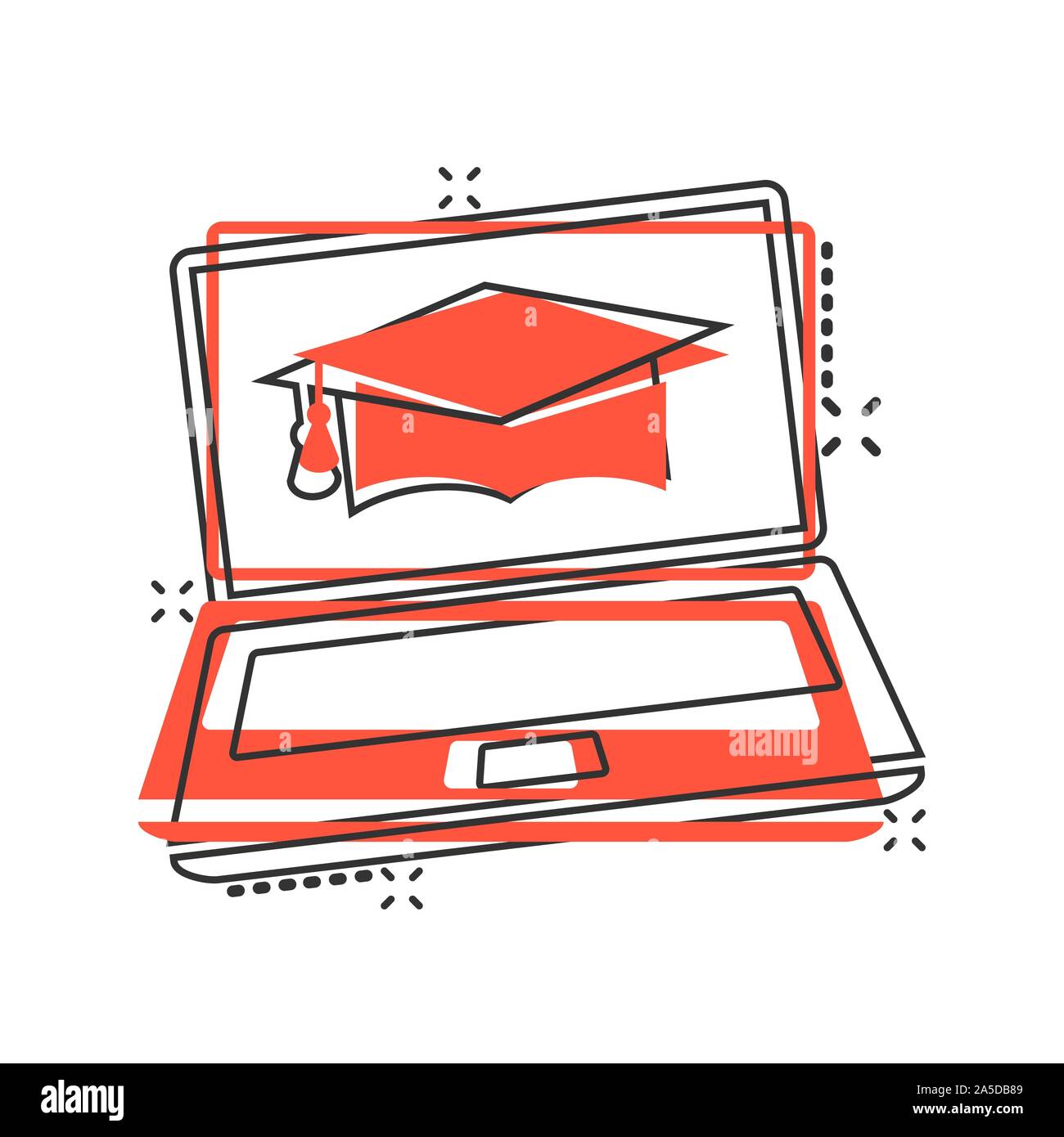 Elearning education icon in comic style. Study vector cartoon ...