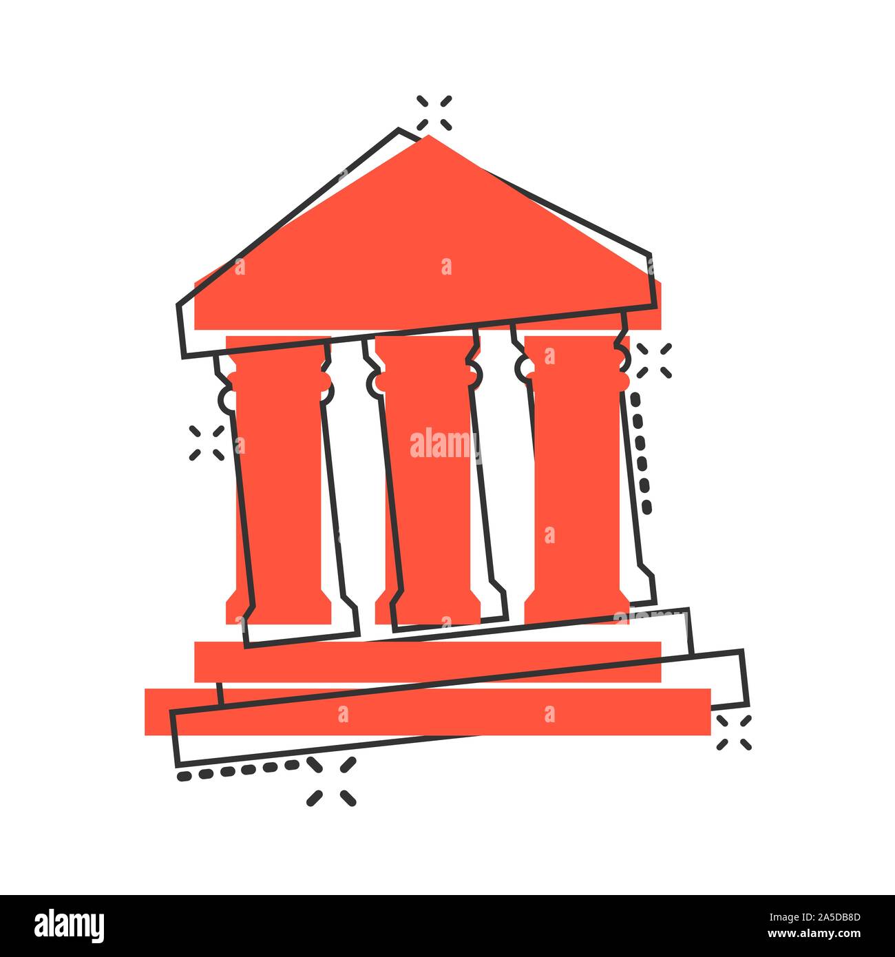 Bank building icon in comic style. Government architecture vector ...