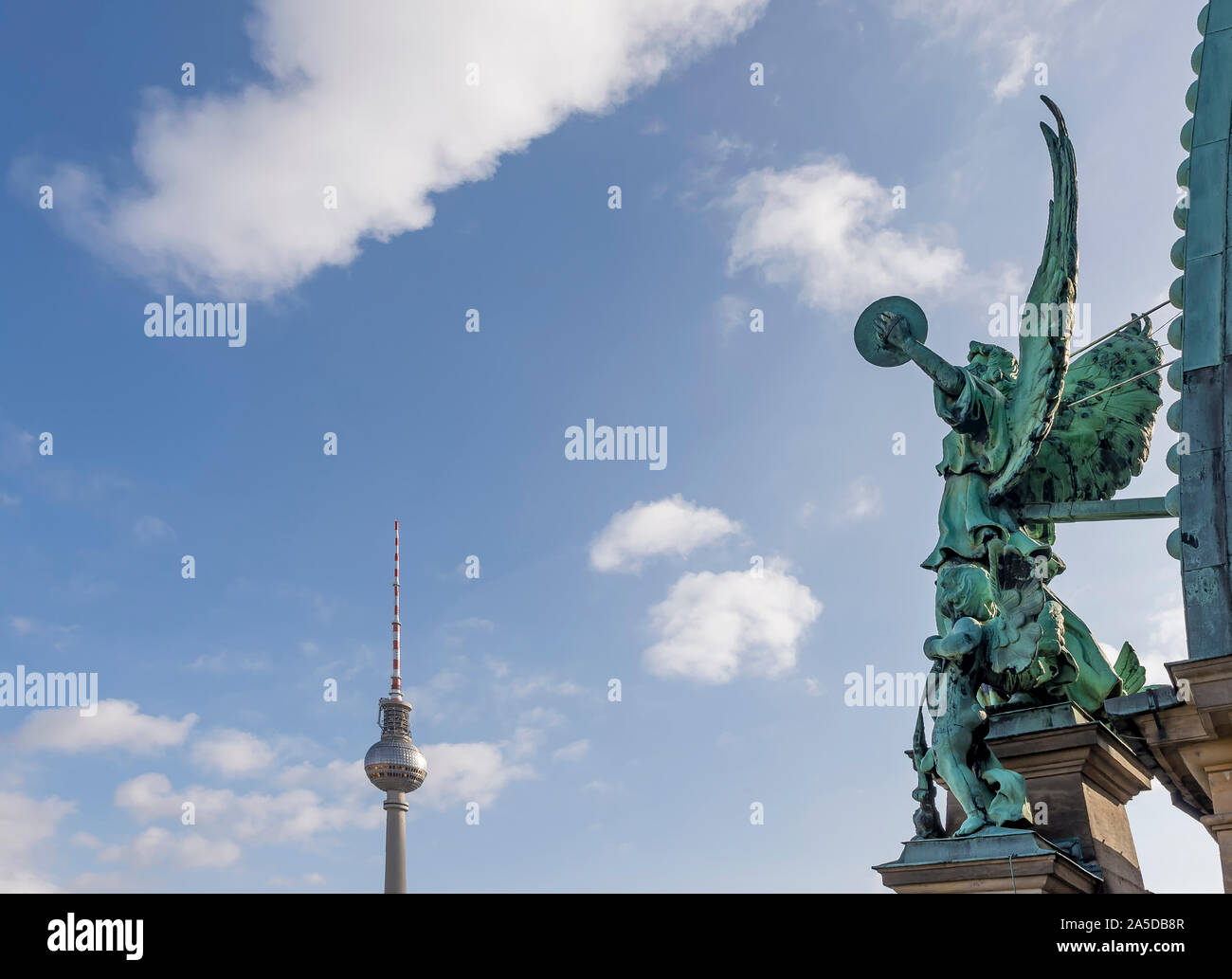 The angel of the dome of the Cathedral of Berlin, Germany and the ...