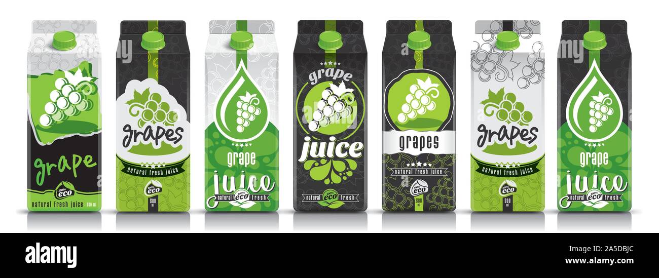 Ready design vector grape juice, fruit package set Stock Vector Image ...