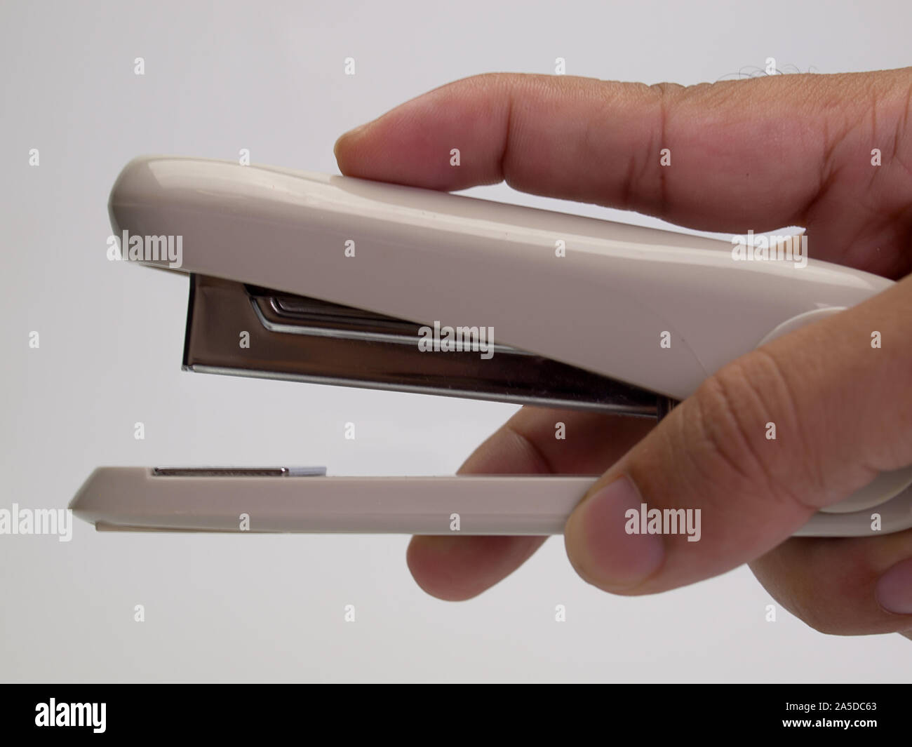 Stapler in the hands , on white background Stock Photo - Alamy