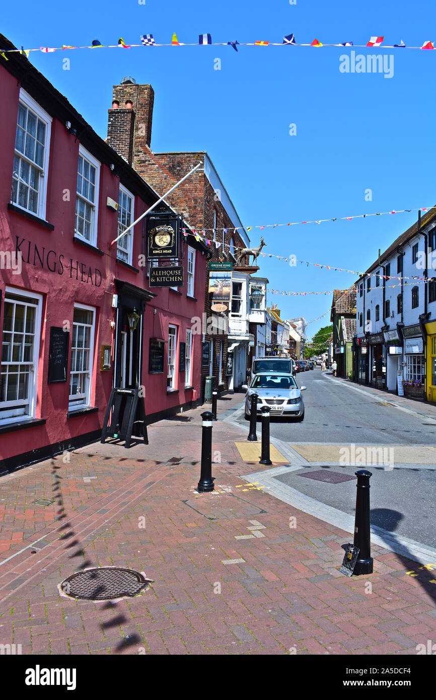 A view of buildings in the High Street of Poole Quay in the old part of ...