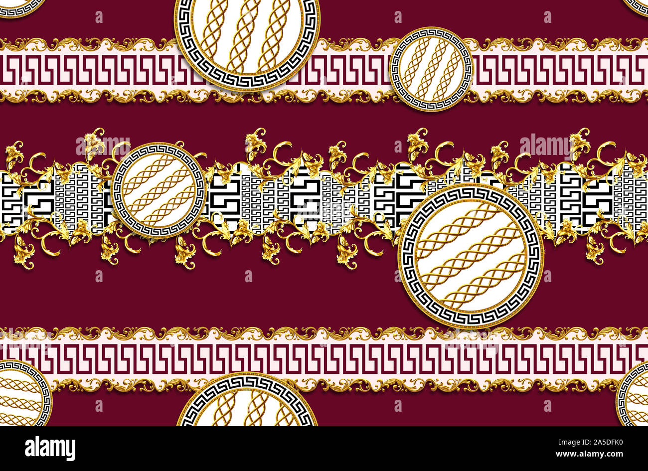 Seamless Pattern of Golden antique decorative barque with versace motif ...