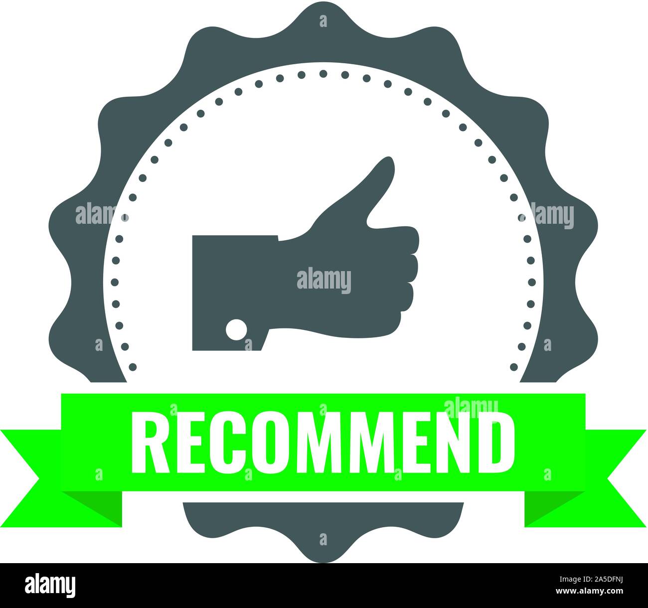 Recommended Stamp, Sticker, Seal. Round banner with ribbon recommended ...