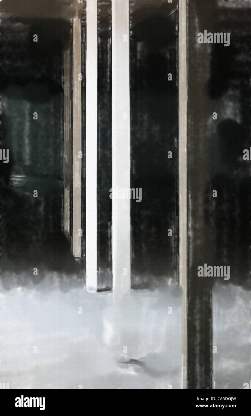 watercolor illustration: Abstract monochrome image of four rectangular ...