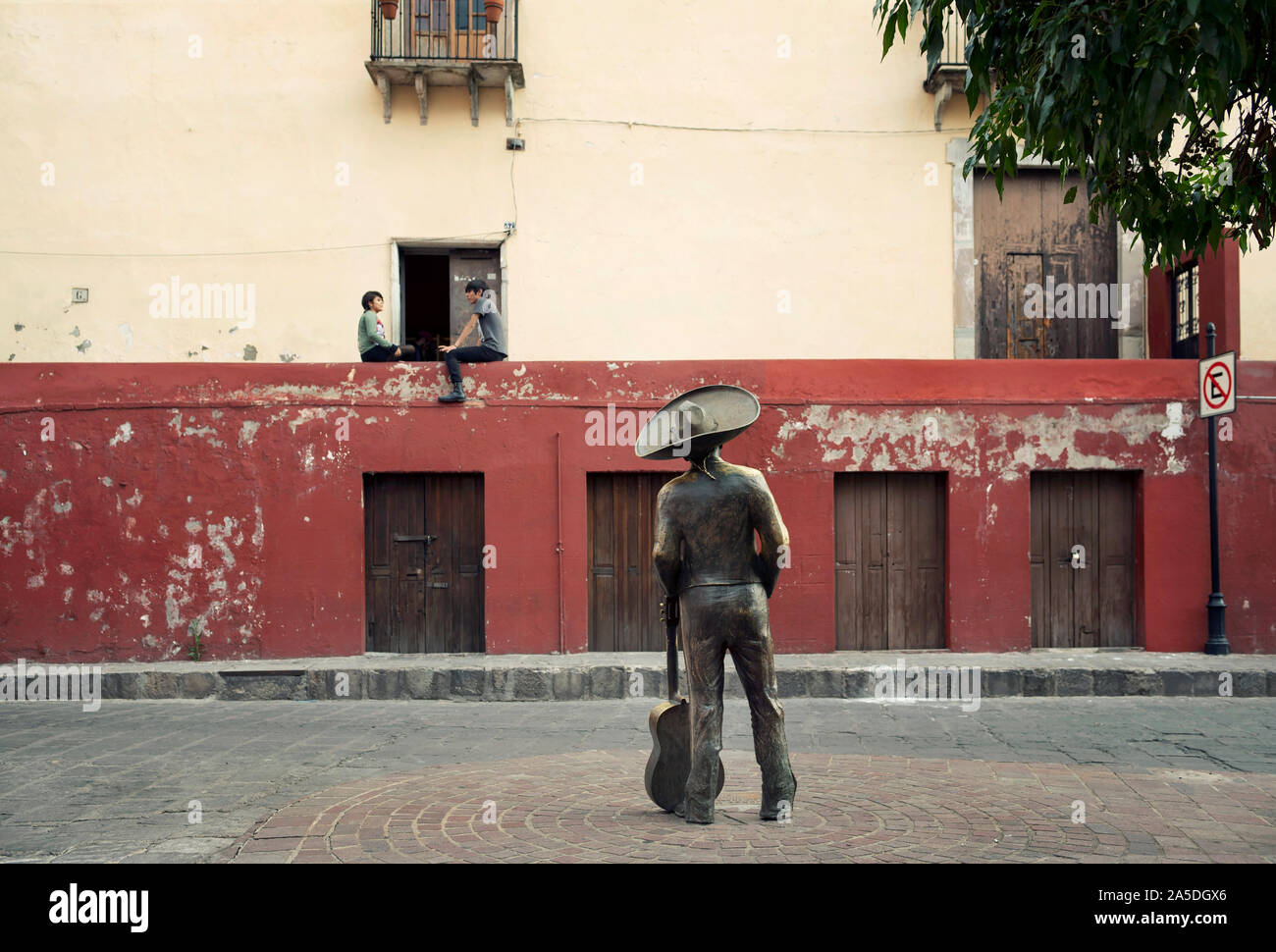Street scene with the monument of Jorge Negrete (famous Mexican Singer ...