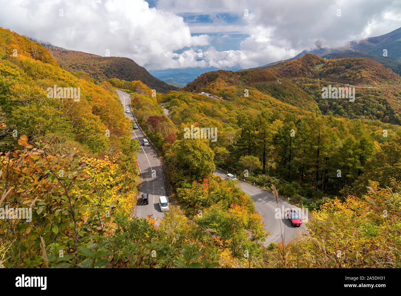 Autumn fall foliage Mountain at Bandai Azuma Skyline at Mt.Bandai in ...