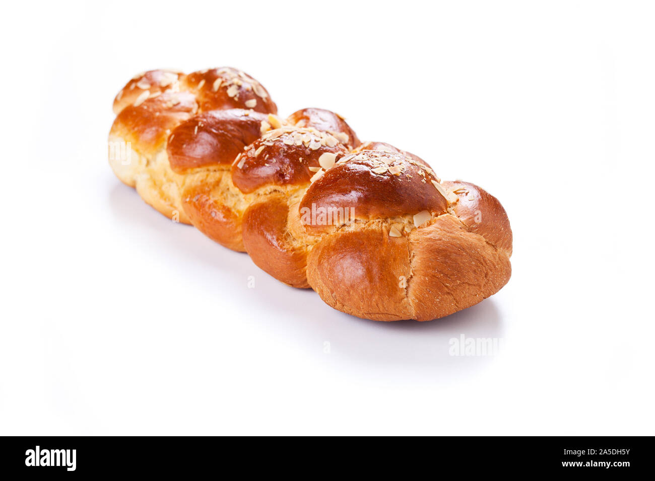 Homemade traditional greek braided brioche with almonds Stock Photo - Alamy