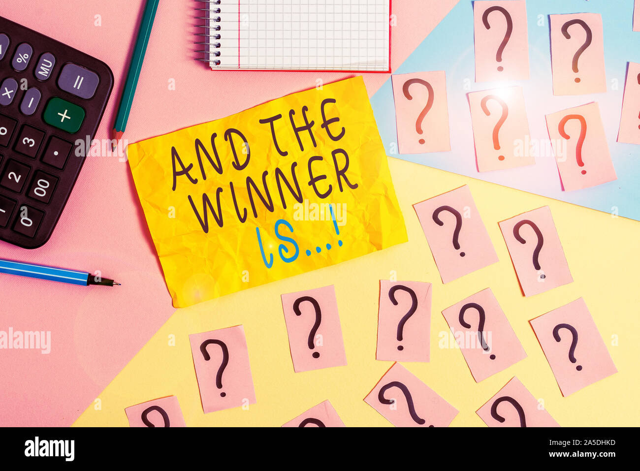 Writing note showing And The Winner Is. Business concept for announcing ...