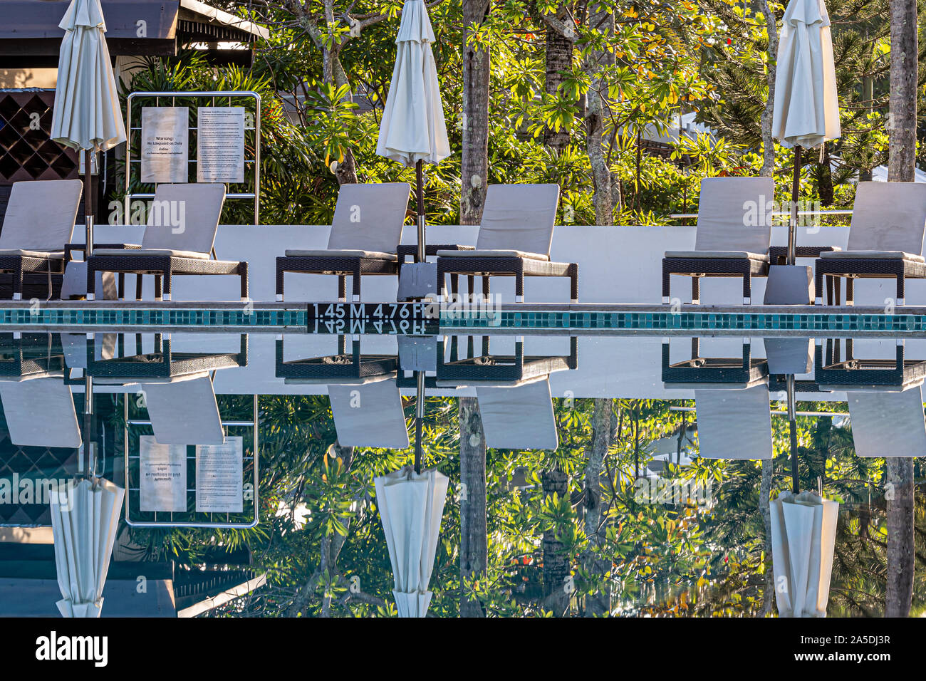 Perfect reflection, Thailand swimming pool at dawn Stock Photo - Alamy