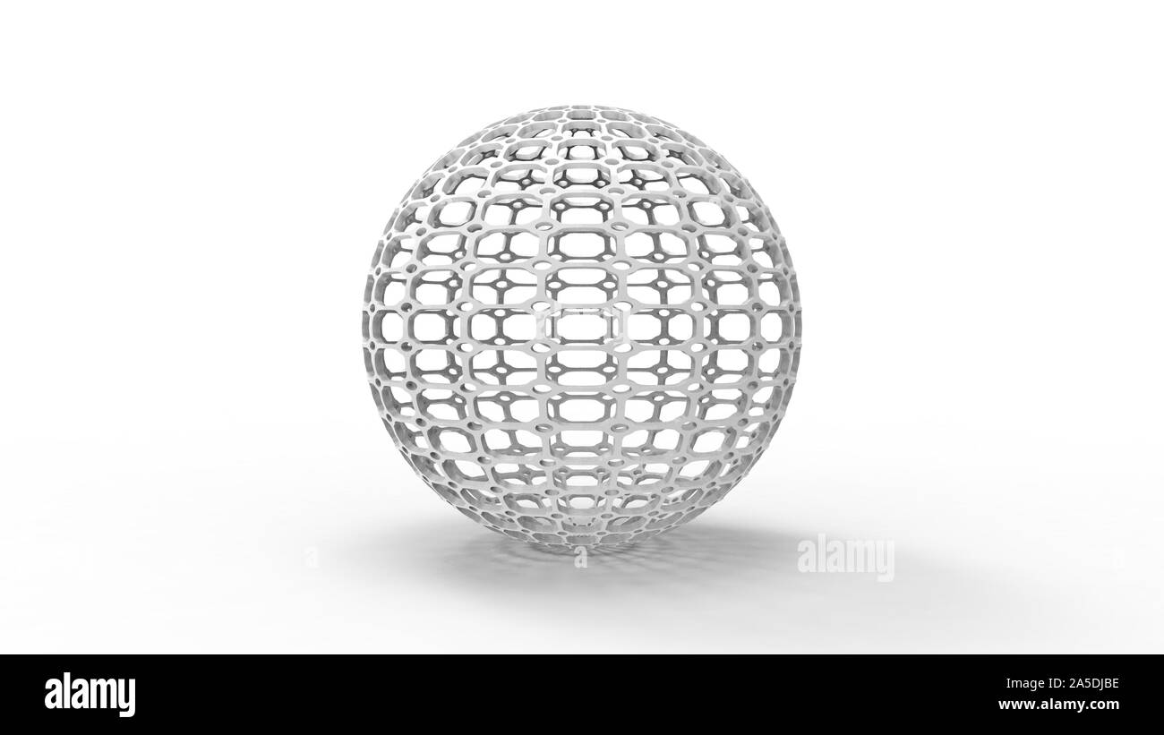 3d rendering of a complex shaped sphere isolated in white background ...
