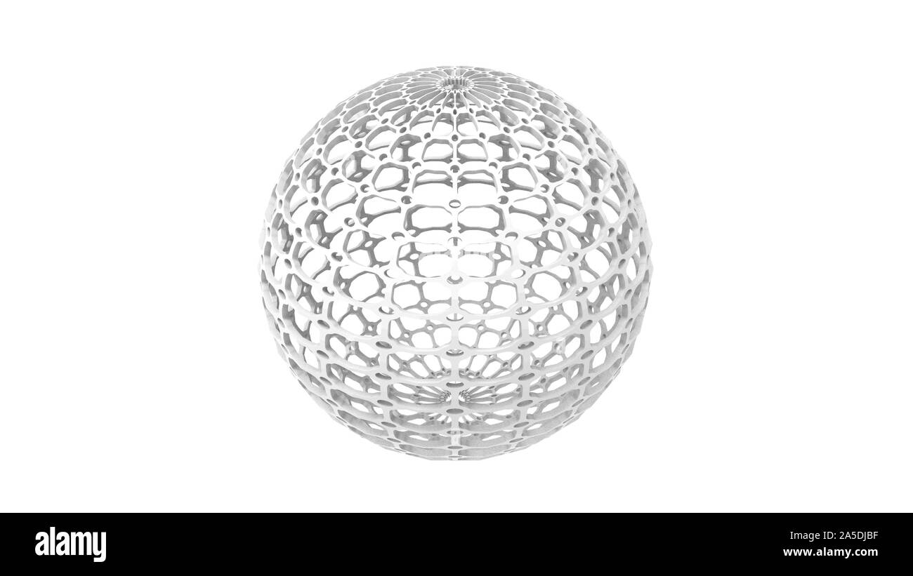 3d rendering of a complex shaped sphere isolated in white background ...