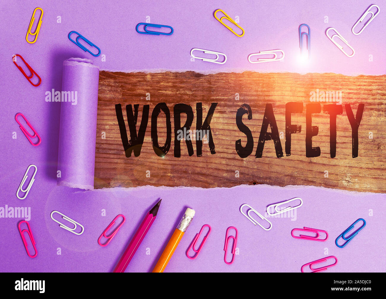 Writing note showing Work Safety. Business concept for Policies and ...