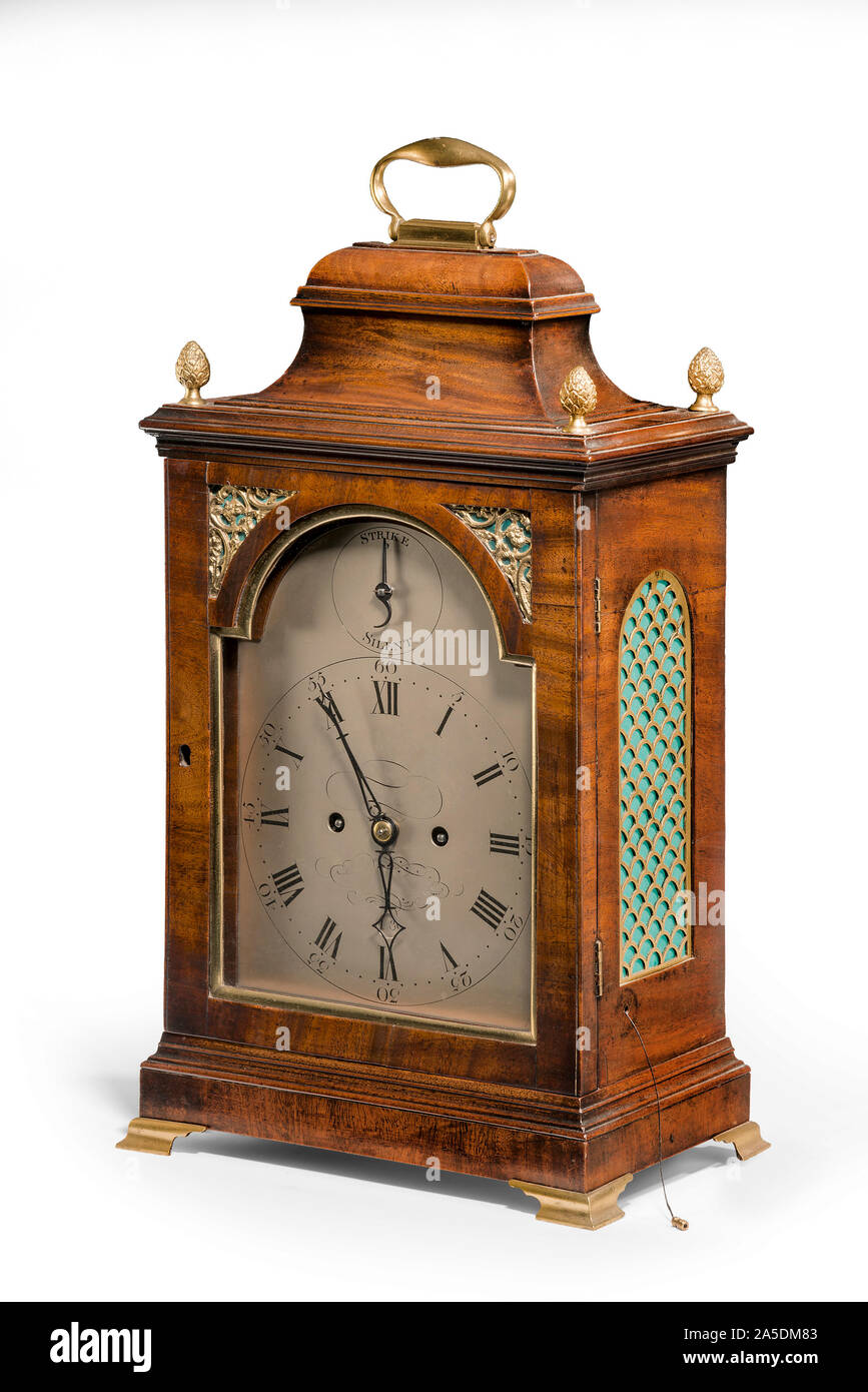 Lovely antique walnut bracket clock isolated on white background unkown ...