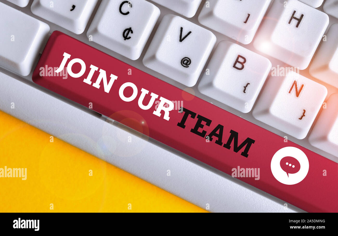 Writing note showing Join Our Team. Business concept for inviting ...