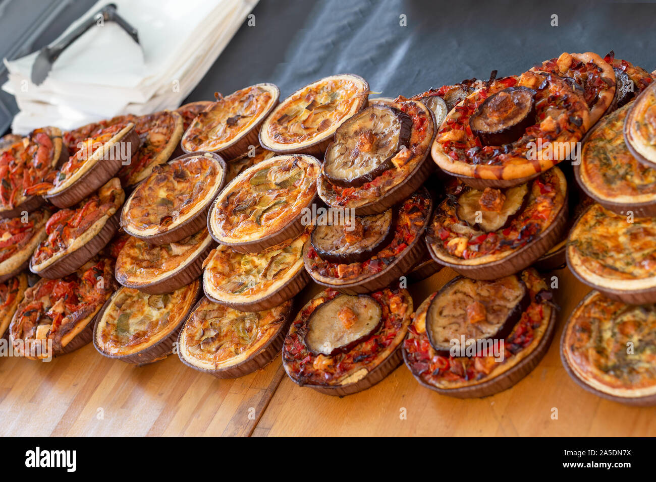 Quiches display savory pastry hi-res stock photography and images - Alamy