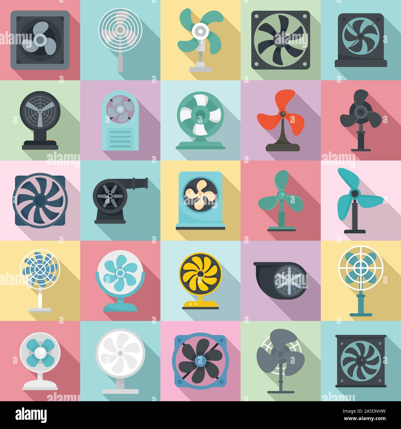 Ventilator icons set. Flat set of ventilator vector icons for web ...