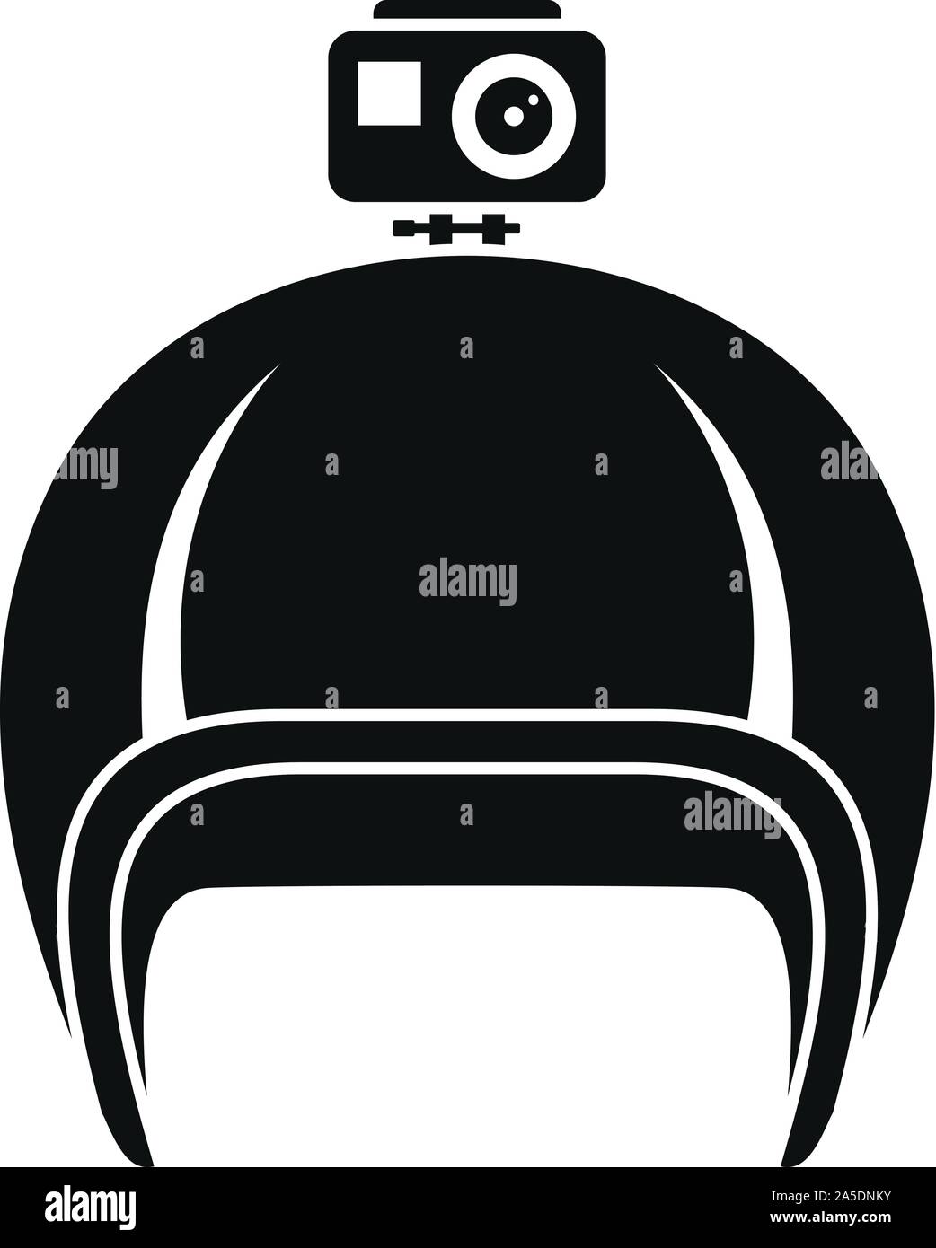 Action camera helmet icon. Simple illustration of action camera helmet ...