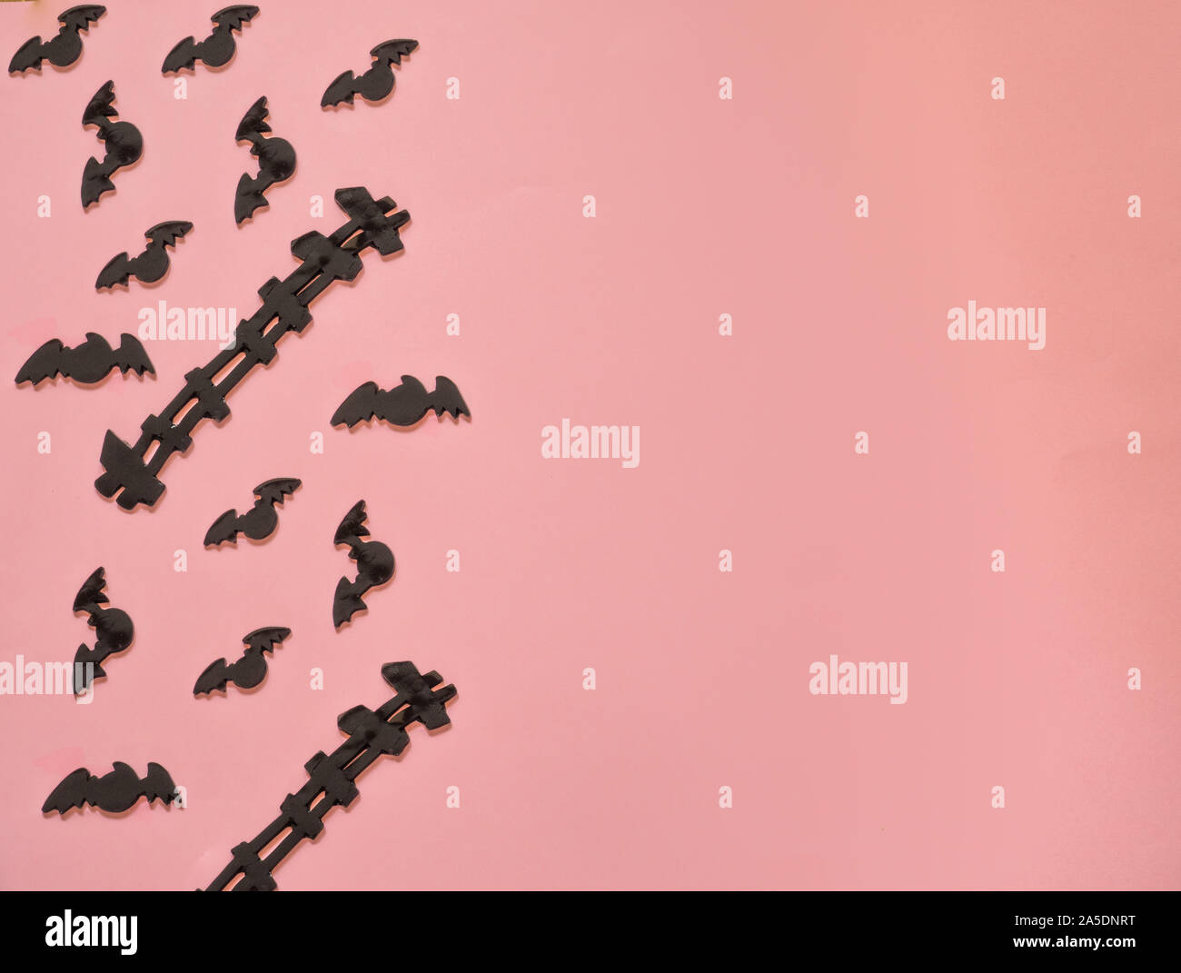 Bat pattern for halloween on pink background with copy space Stock ...