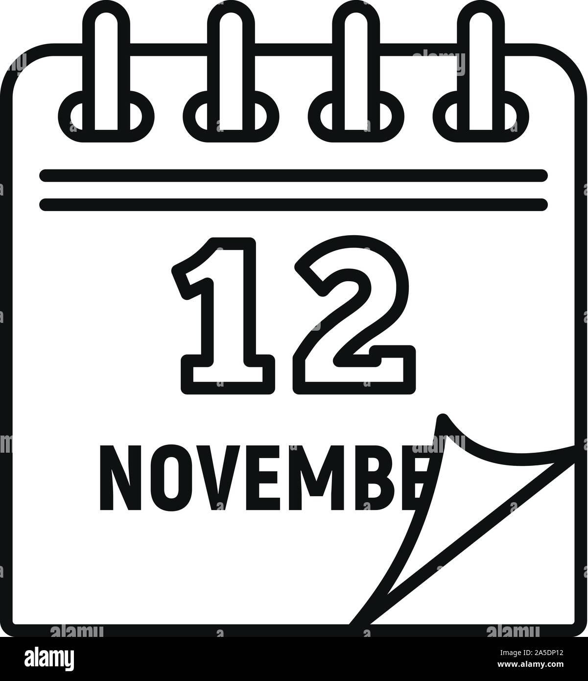 12 november calendar icon. Outline 12 november calendar vector icon for ...