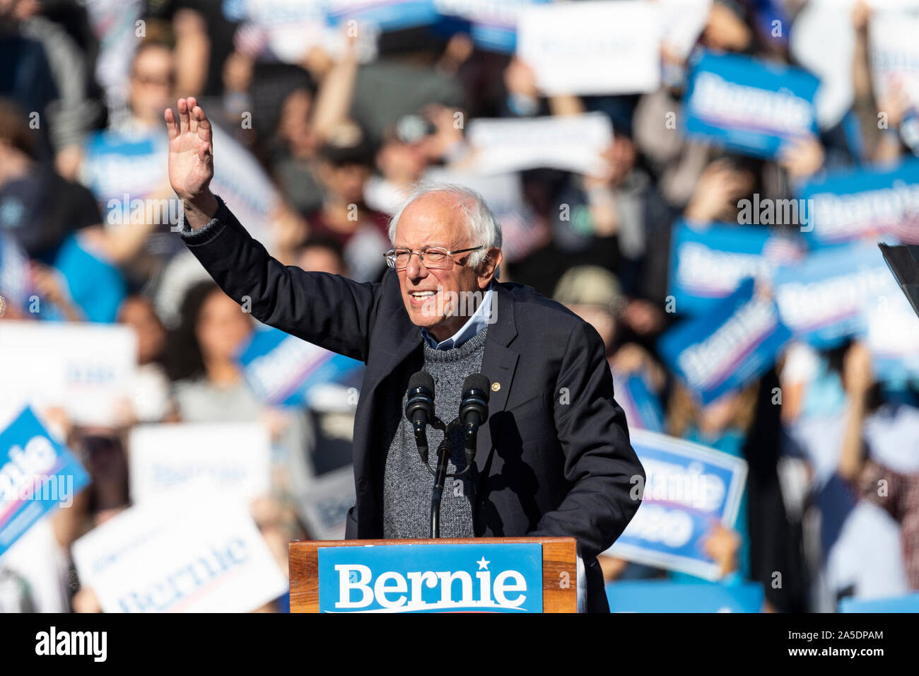New York, United States. 19th Oct, 2019. U.S. Senator Bernie Sanders ...