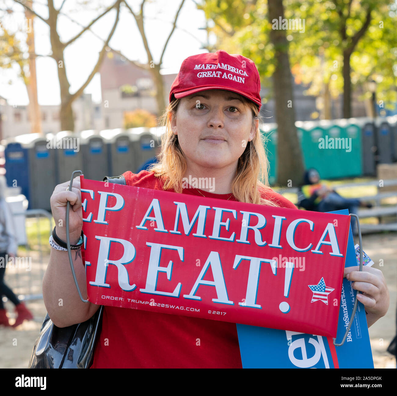 President Donald Trump supporters attend Bernie Sanders Rally "Bernie's ...