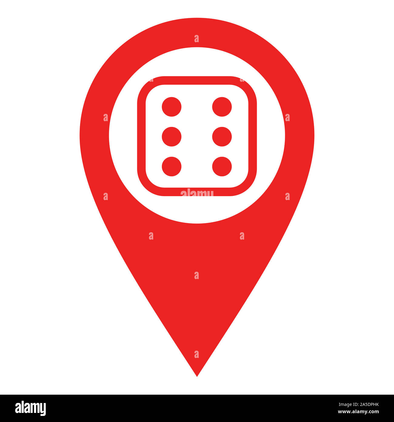 Dice and location pin Stock Photo - Alamy