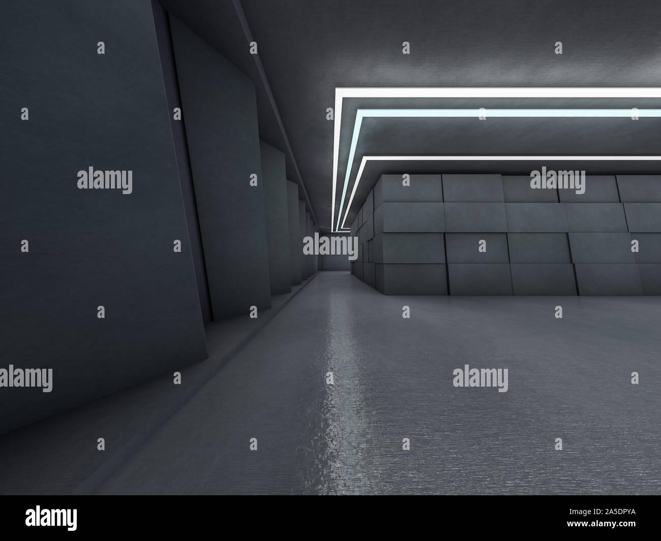 Abstract modern architecture background, empty open space interior. 3D ...