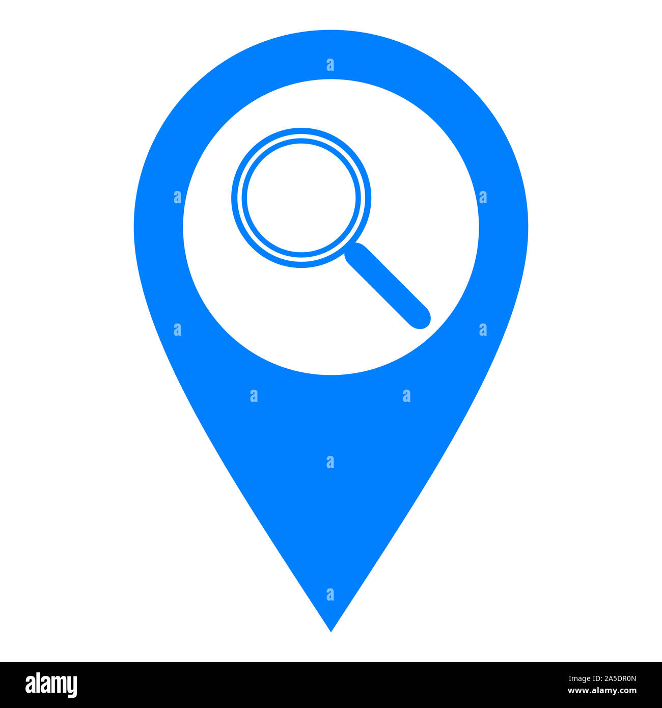Magnifier and location pin Stock Photo - Alamy
