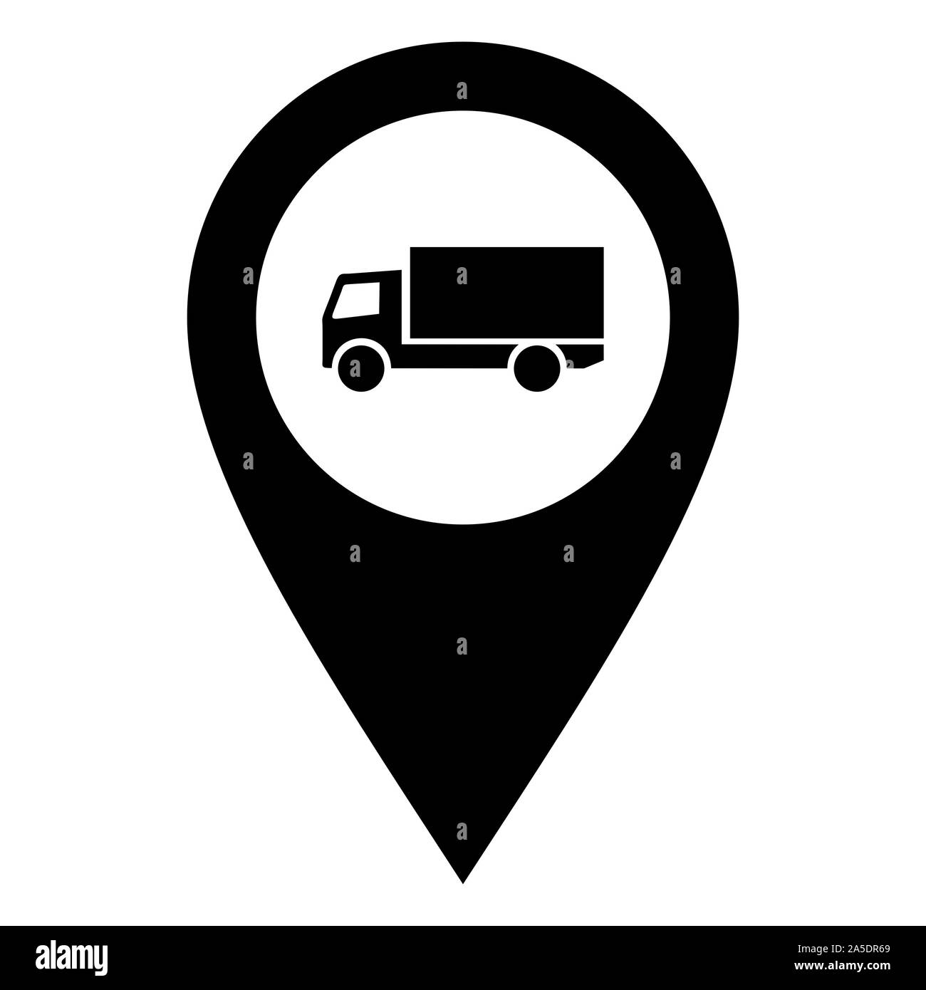 Truck and location pin Stock Photo - Alamy
