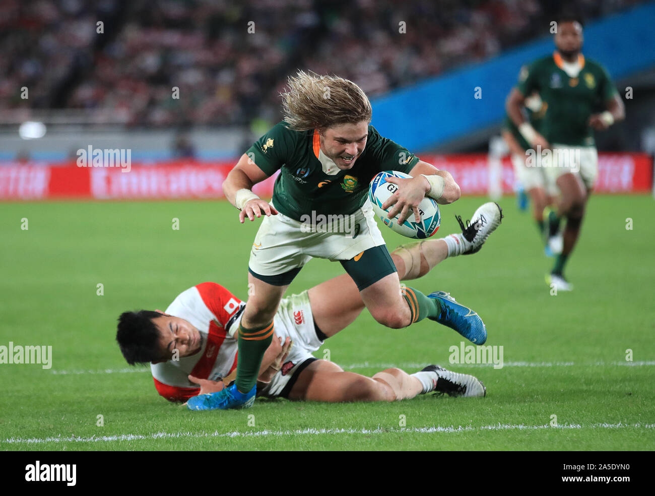 South Africa's Faf de Klerk scores his side's second try during the ...
