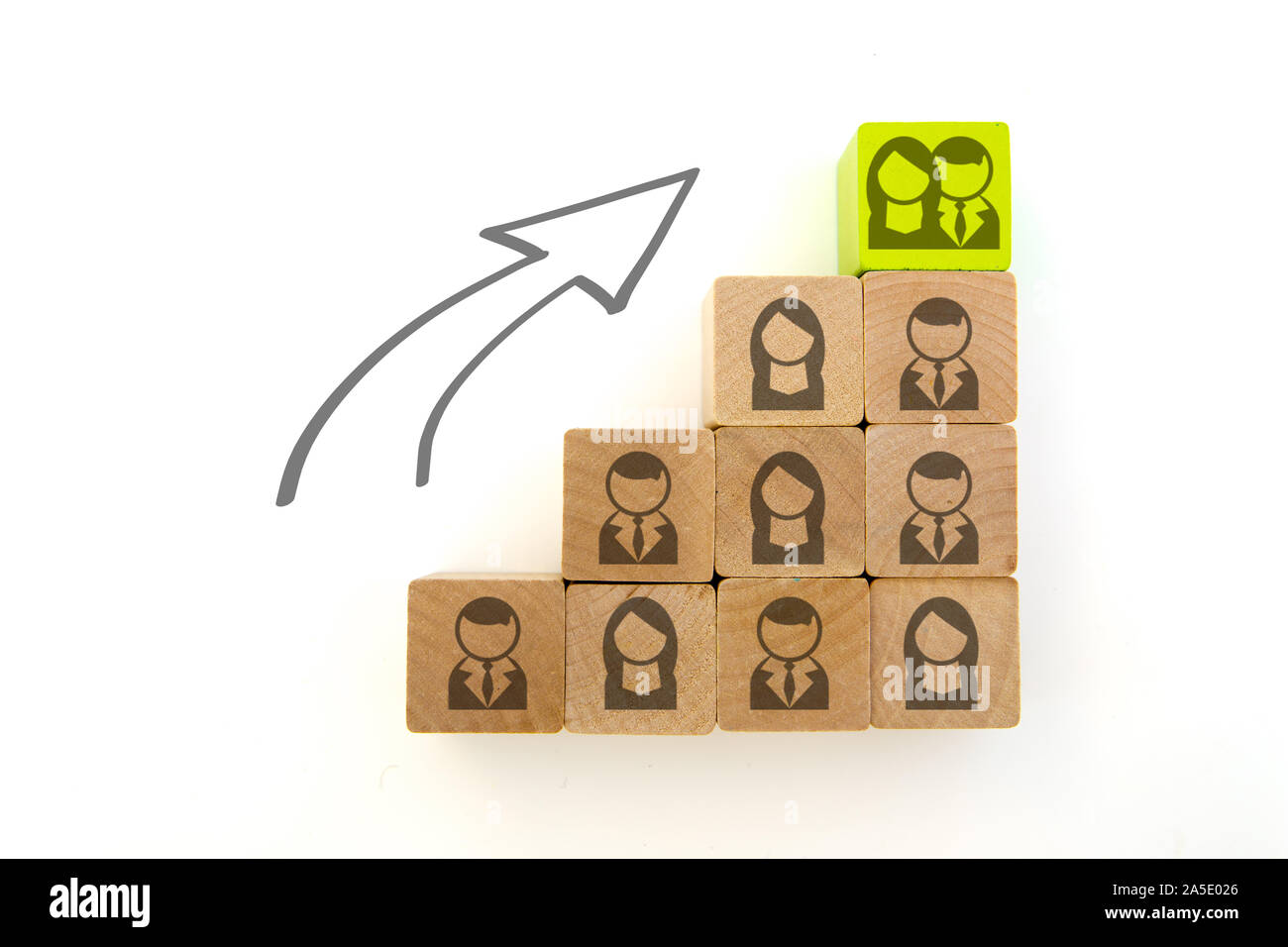 wood block stacking as step stair. Ladder career path concept for ...