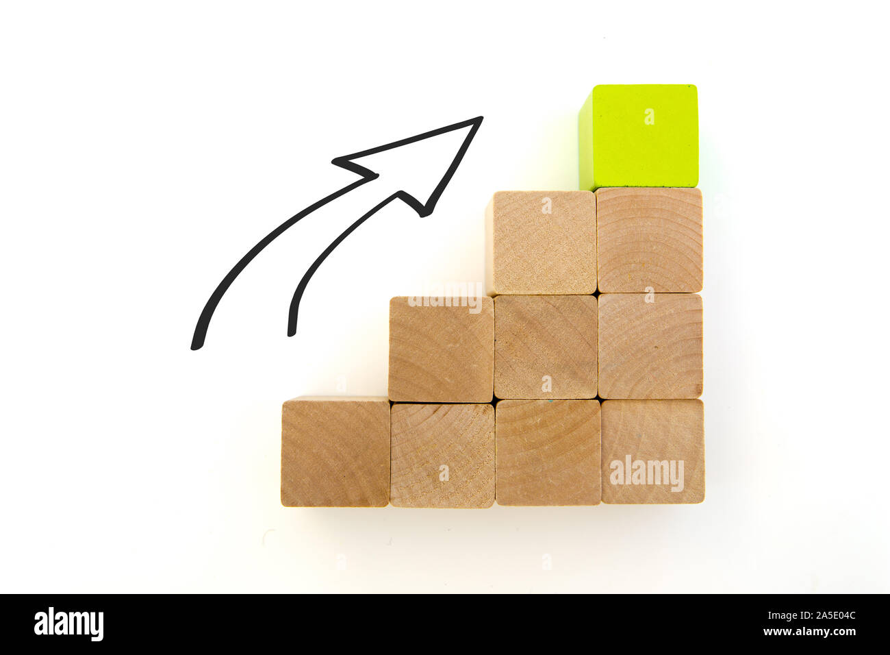 wood block stacking as step stair. Ladder career path concept for ...