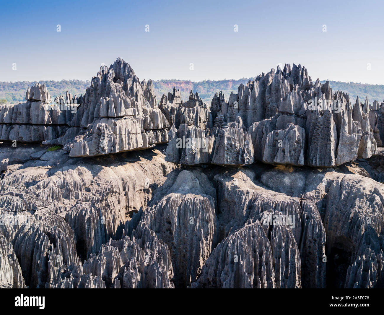 Stunning view of karst limestone formations in Tsingy de Bemaraha ...