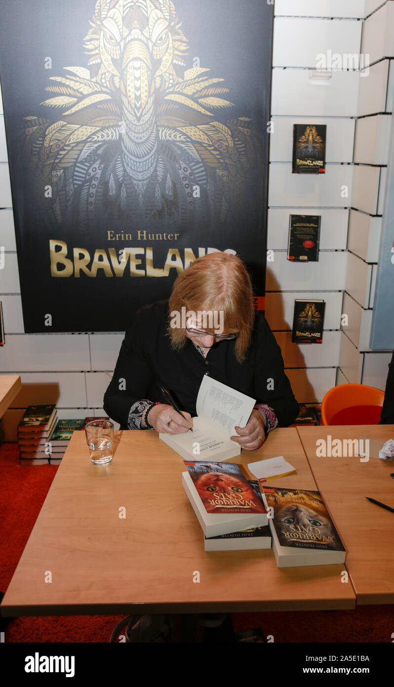 British author Cherith Baldry (Erin Hunter) signs a book at the ...