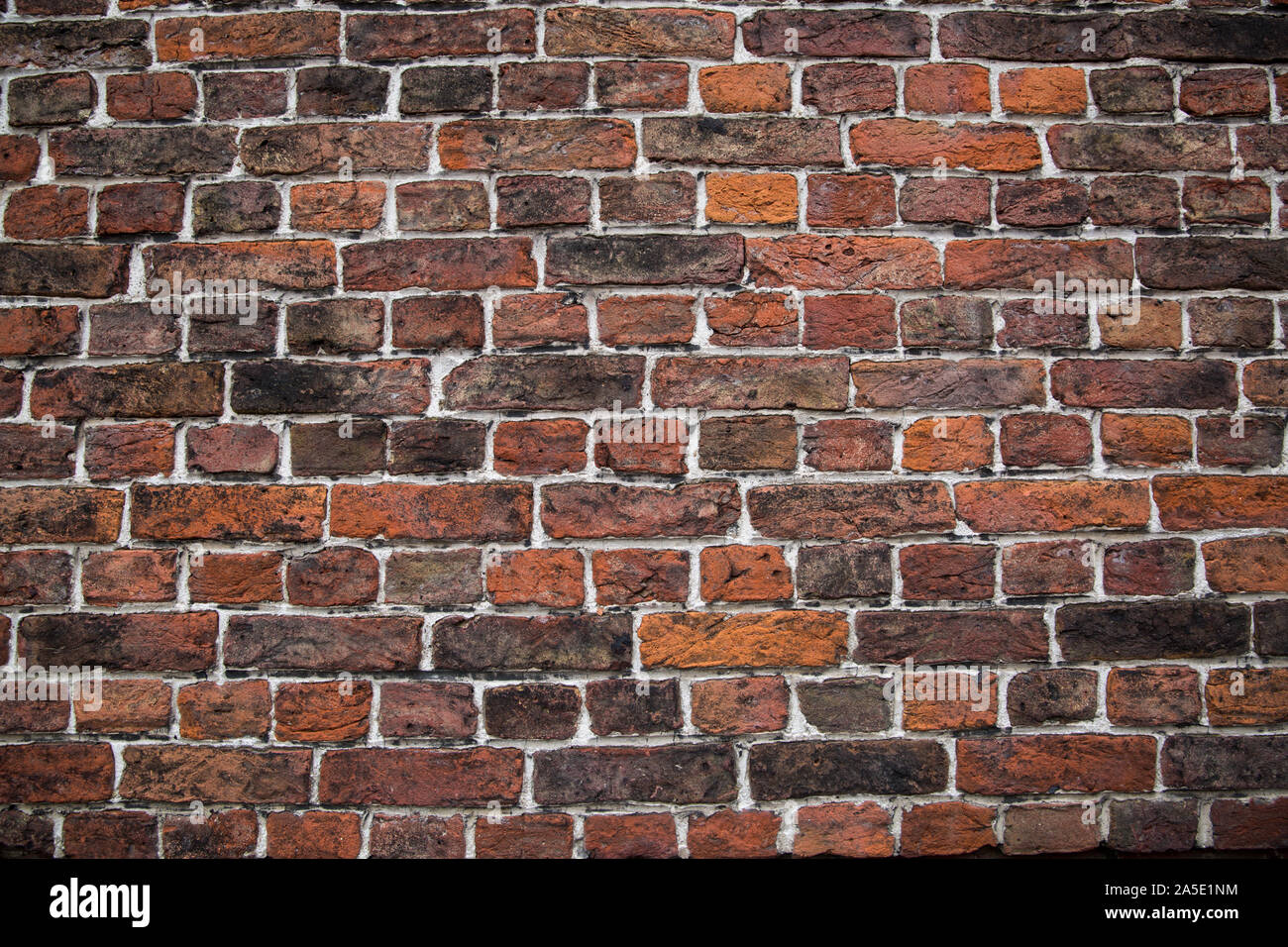 red (orange) brick wall background, horizontal wide brick wall Stock ...