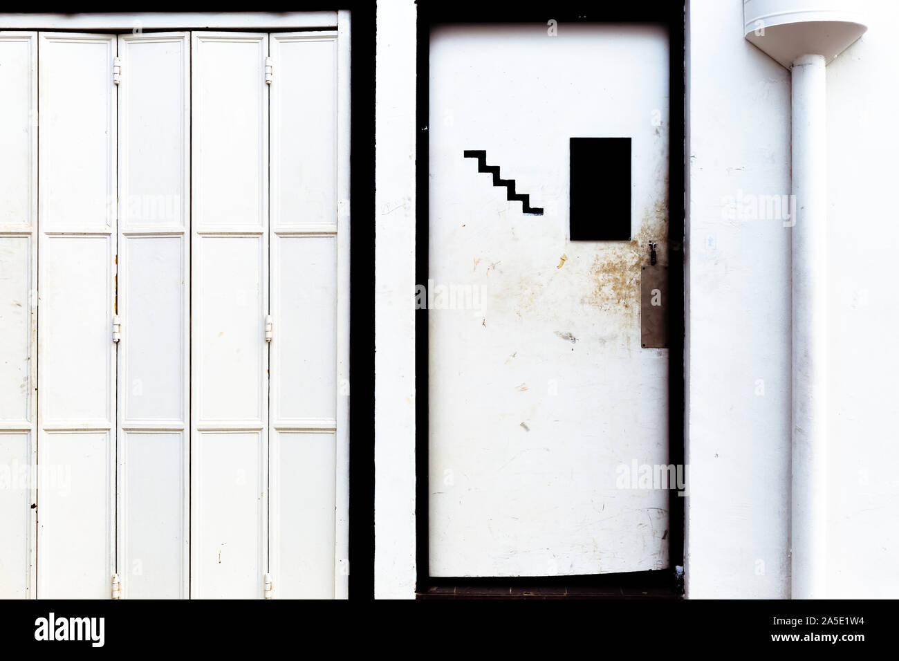 white color simple design building facade view Stock Photo - Alamy