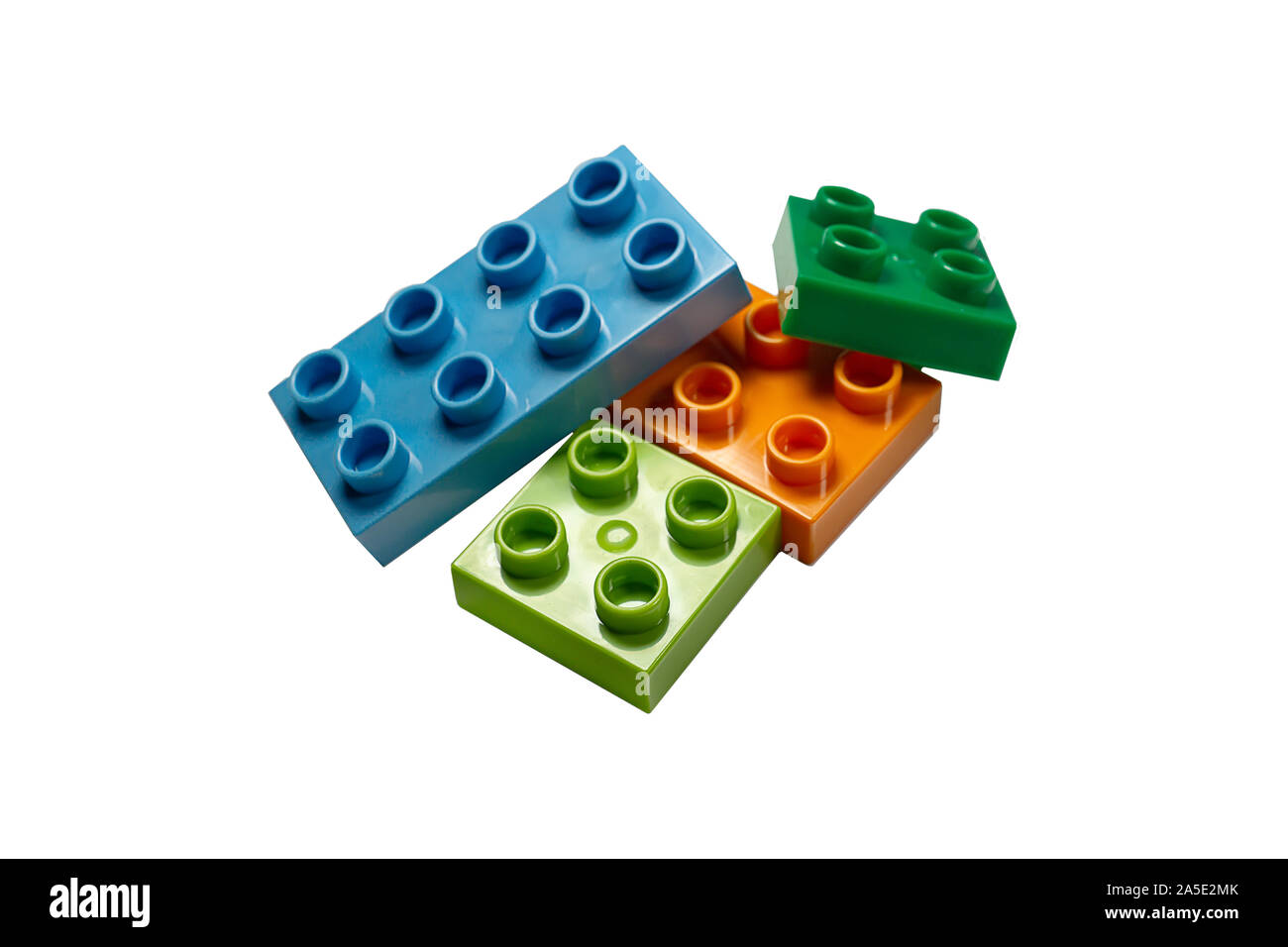 Plastic colorful building blocks, isolated on white Stock Photo - Alamy