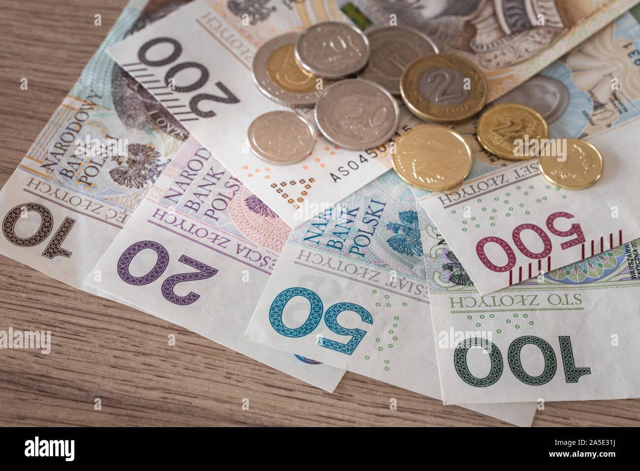 Polish money, all denominations,banknotes and coins Stock Photo - Alamy