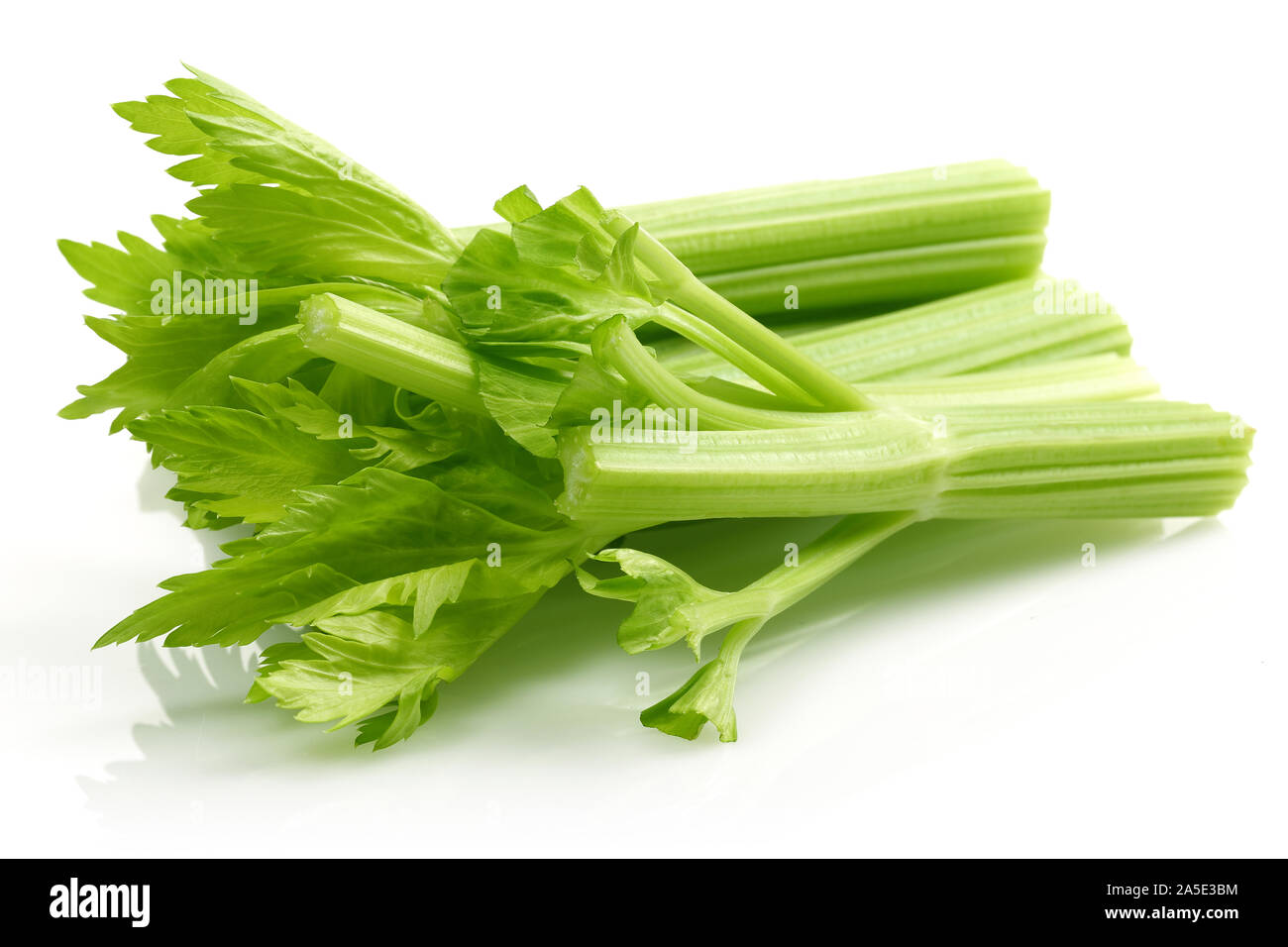 Fresh celery stalks and leaves isolated on white background Stock Photo ...