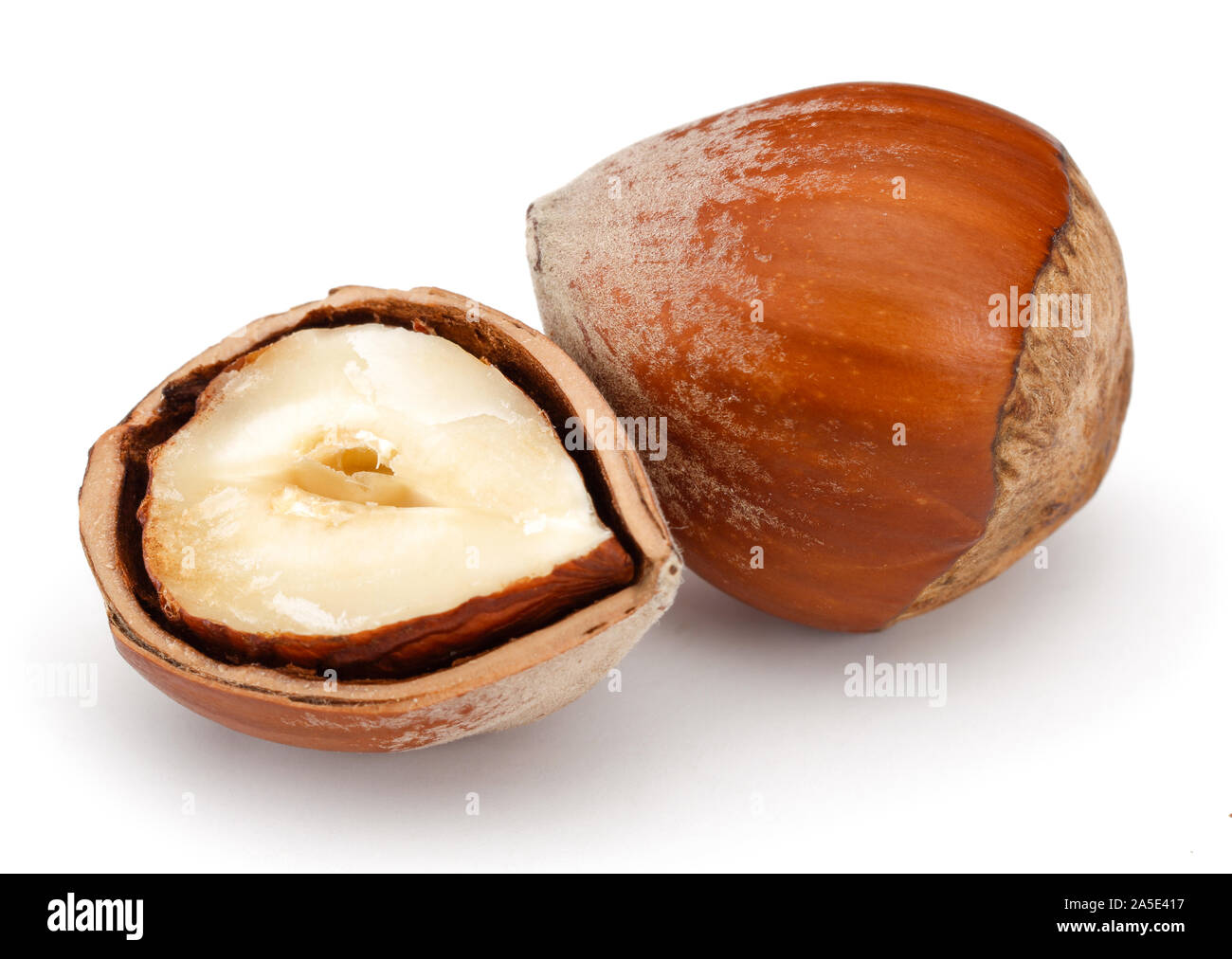 Half and whole hazelnuts isolated on white background Stock Photo - Alamy
