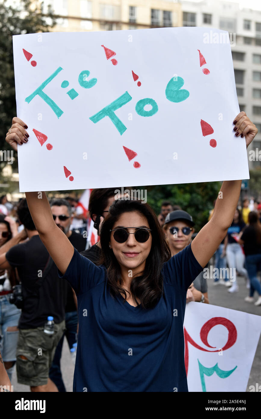 Anti-government protests, Downtown, Beirut, Lebanon. 19 October 2019 ...