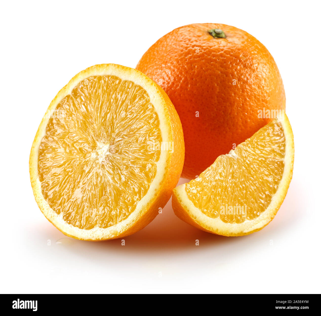 Whole and sliced fresh orange fruit isolated on white background Stock ...