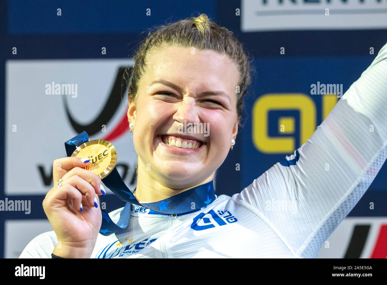 Mathilde Gros FRA wins gold in the Womens Keirin during UEC Track ...