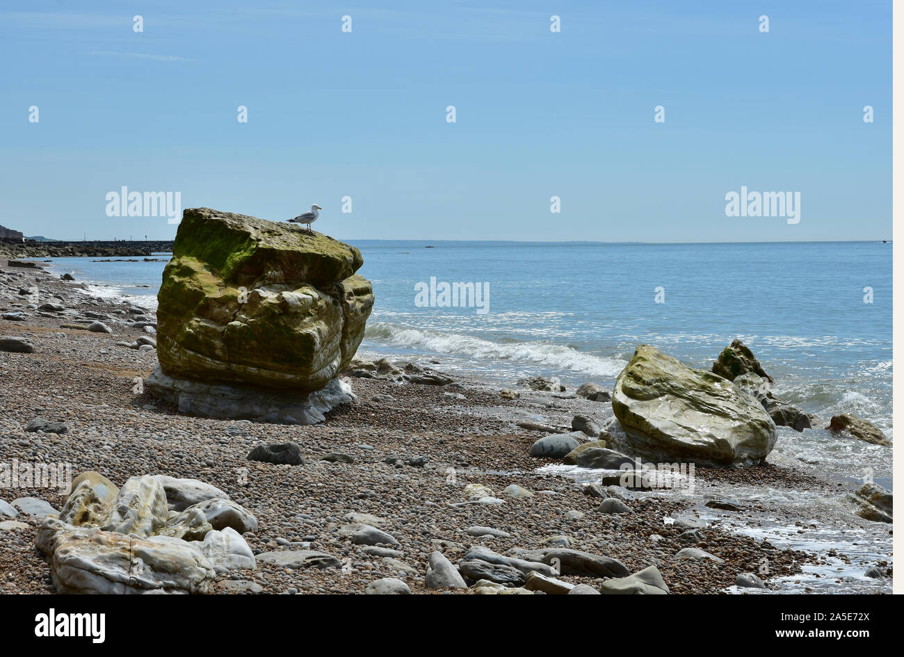 Large rock Eype beach , Dorset Stock Photo - Alamy
